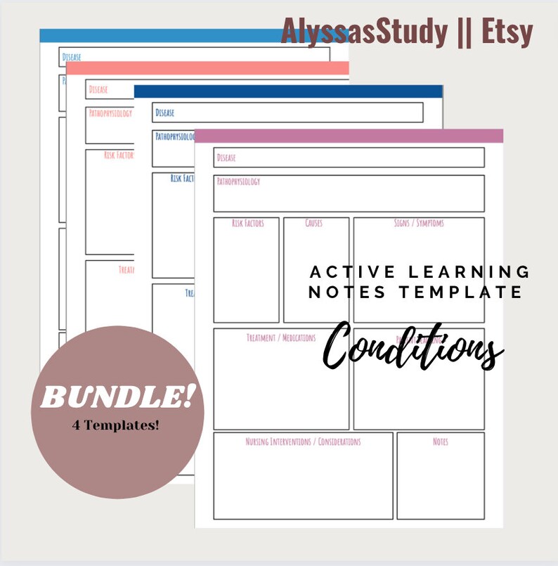 Pathophysiology Notes Template Active Learning Nursing - Etsy
