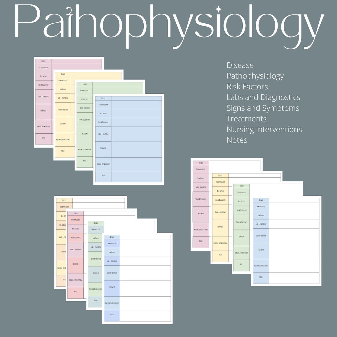 Pathophysiology Nursing Notes Template Cornell Conditions Template - Etsy