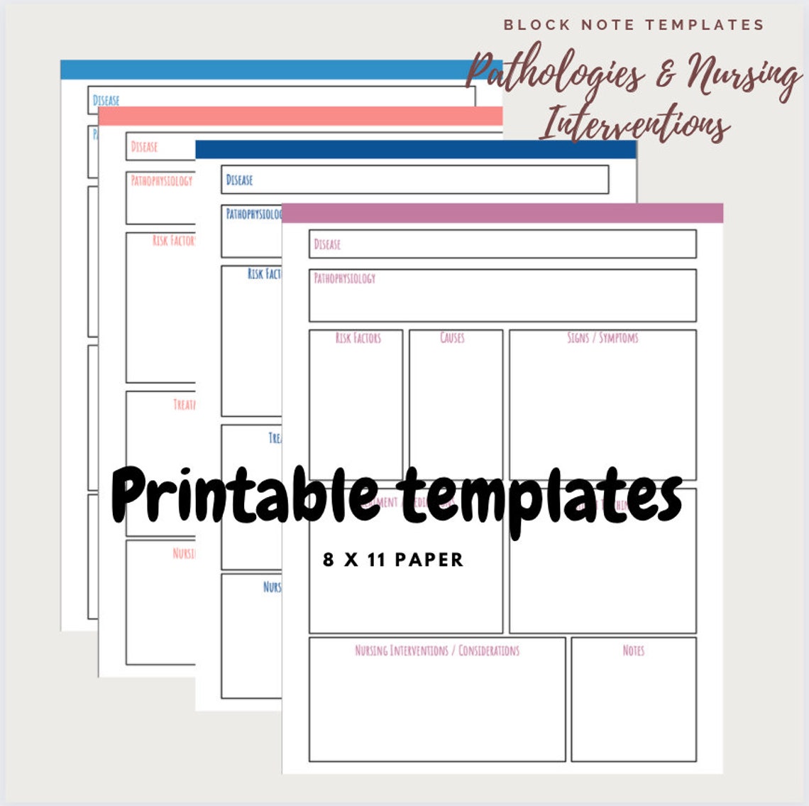 Pathophysiology Notes Template Active Learning Nursing - Etsy