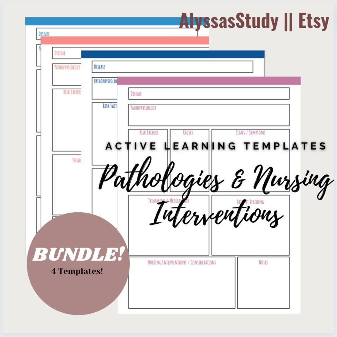 Pathophysiology Notes Template Active Learning Nursing - Etsy