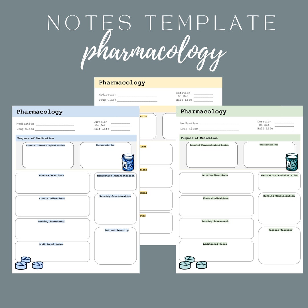 ACTIVE LEARNING Pharmacology Notes Templates Nursing School digital ...