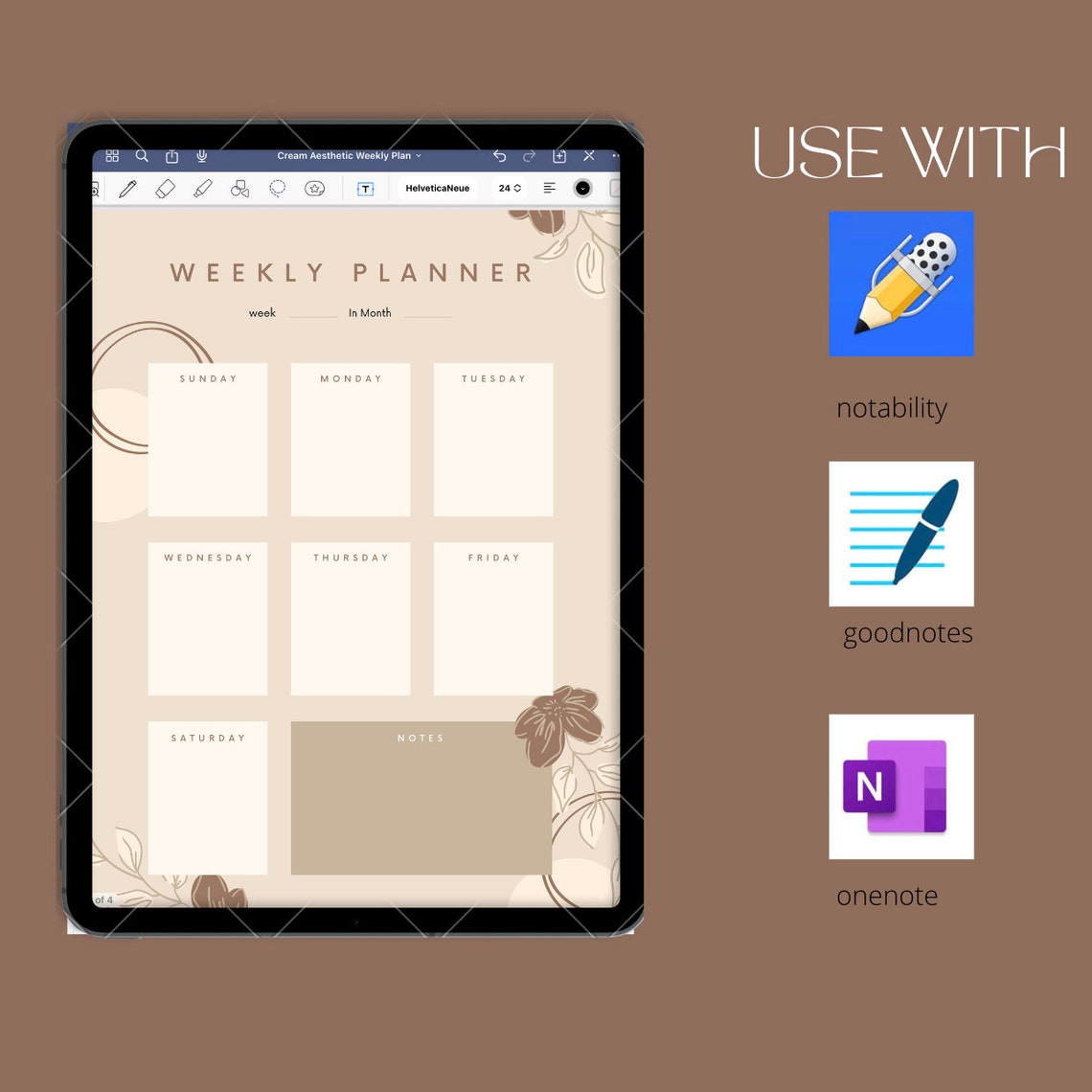 Cream Aesthetic Weekly Digital Planner Nursing School, Student ...