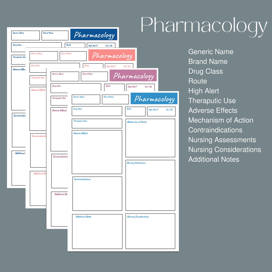 Pharmacology Notes Template Nursing School, Goodnotes, PDF, Notability ...