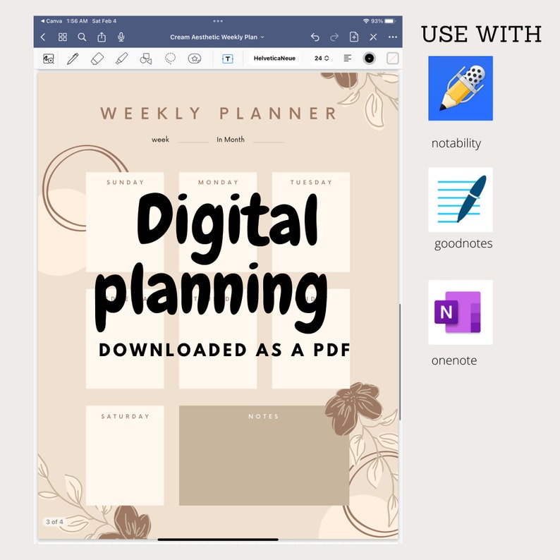 Cream Aesthetic Weekly Digital Planner Nursing School - Etsy