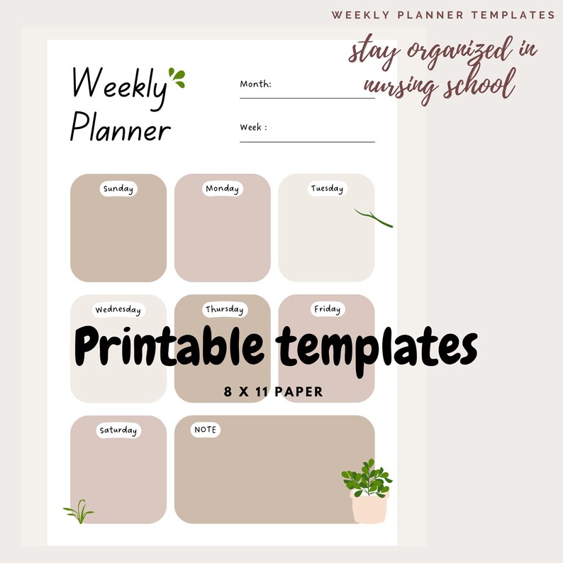 Brown Pastel Aesthetic Weekly Planner Nursing School to Do - Etsy