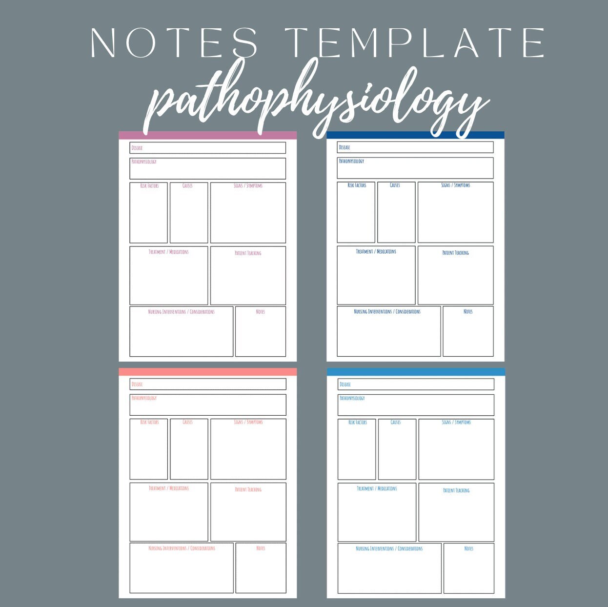 Pathophysiology Notes Template Active Learning Nursing Students ...