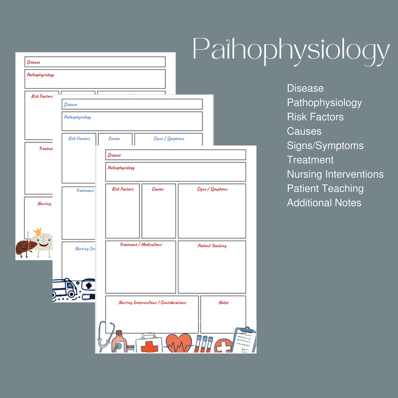 Conditions & Pathophysiology Nursing Notes Template BUNDLE Digital ...