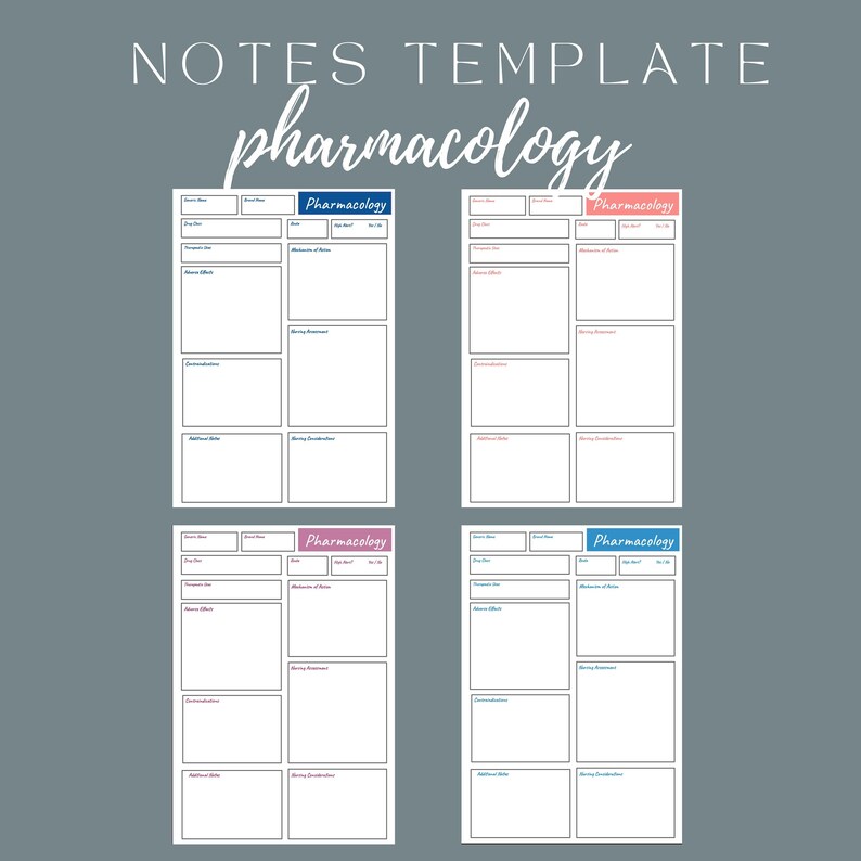 Pharmacology Notes Template Nursing School, Goodnotes, PDF, Notability ...
