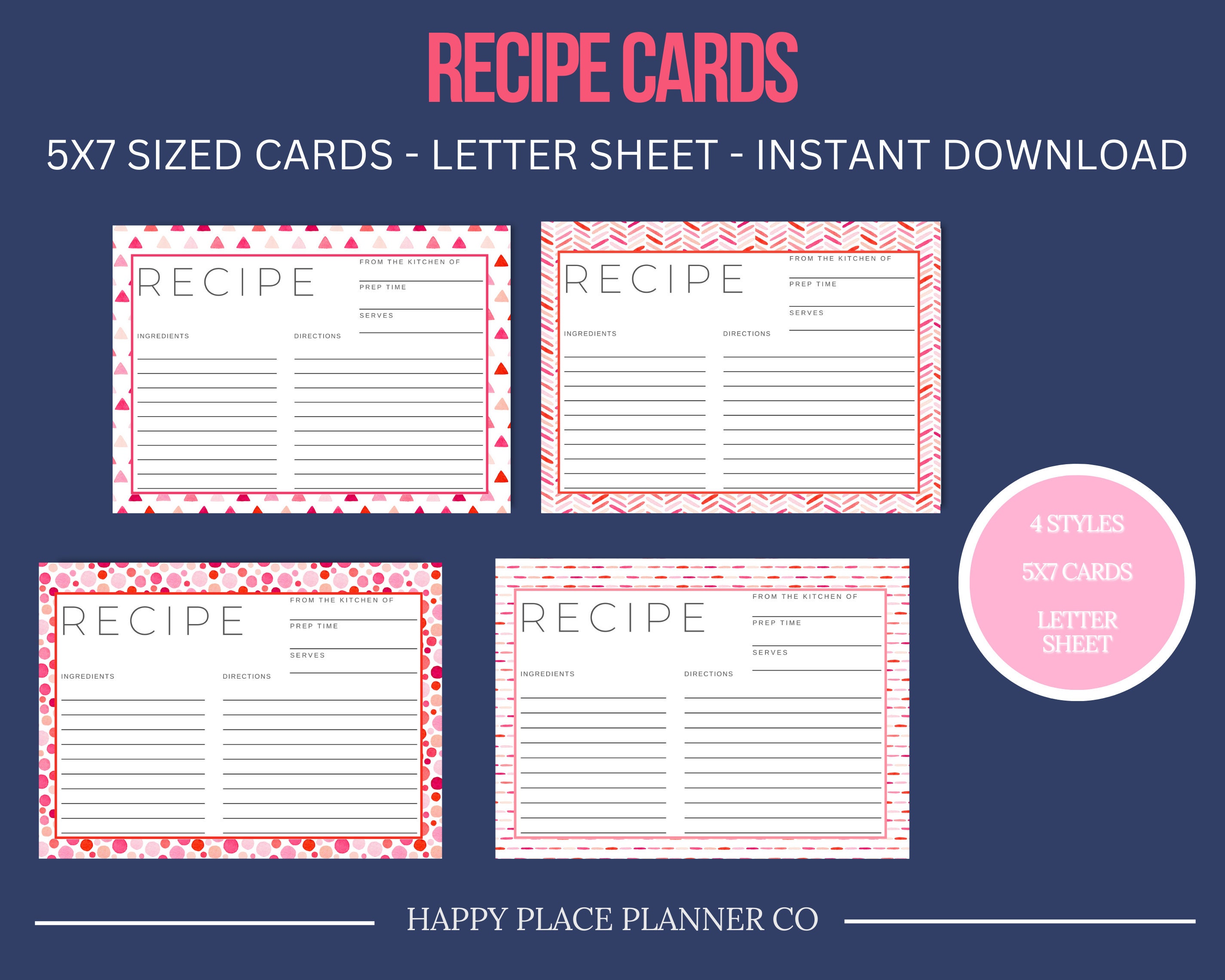 Printable Recipe Cards, Recipe Organising, Recipe Cards, Print at Home ...