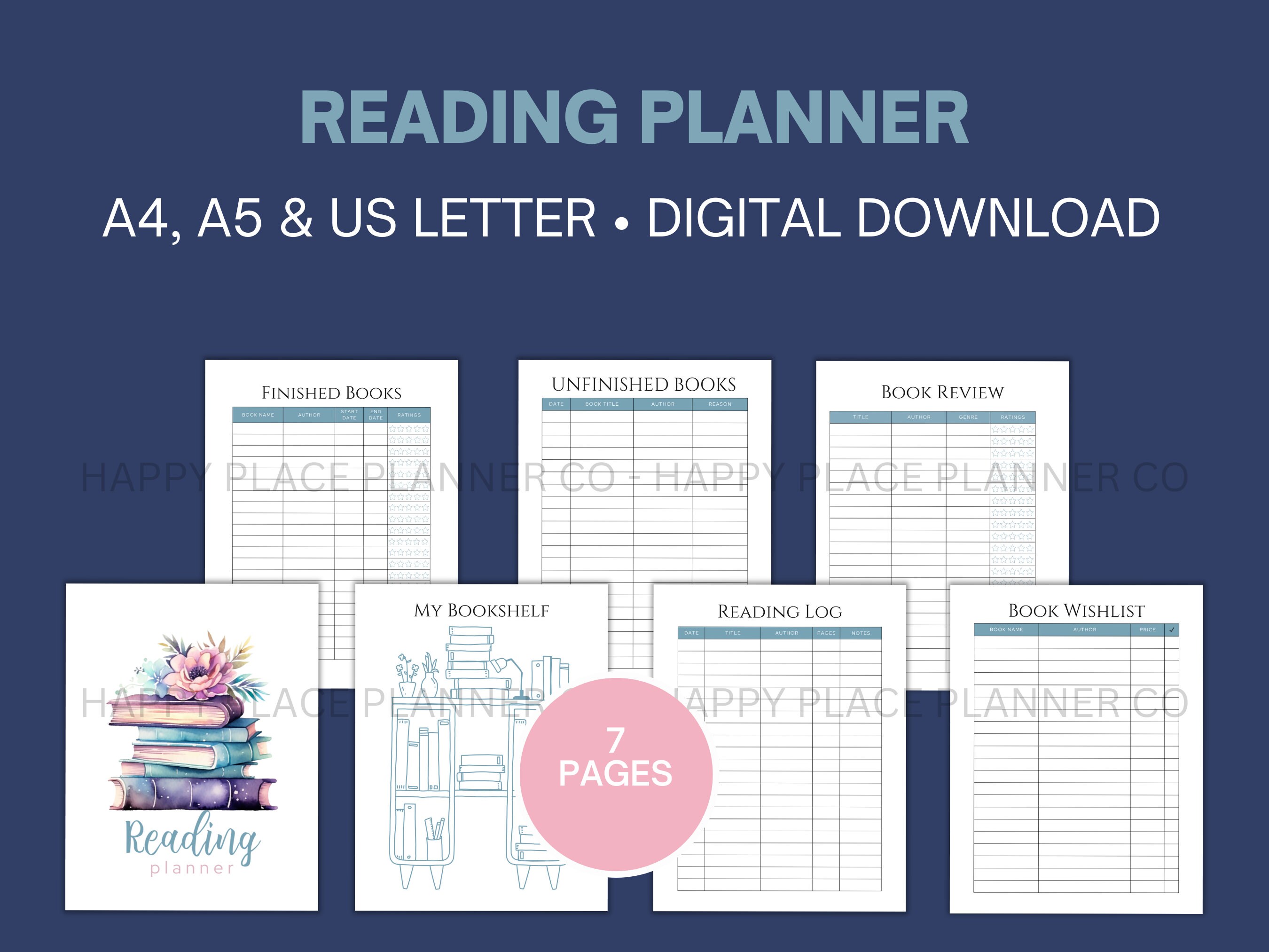 Reading Planner, Printable Reading Planner, Small Planner, Books, A4 ...