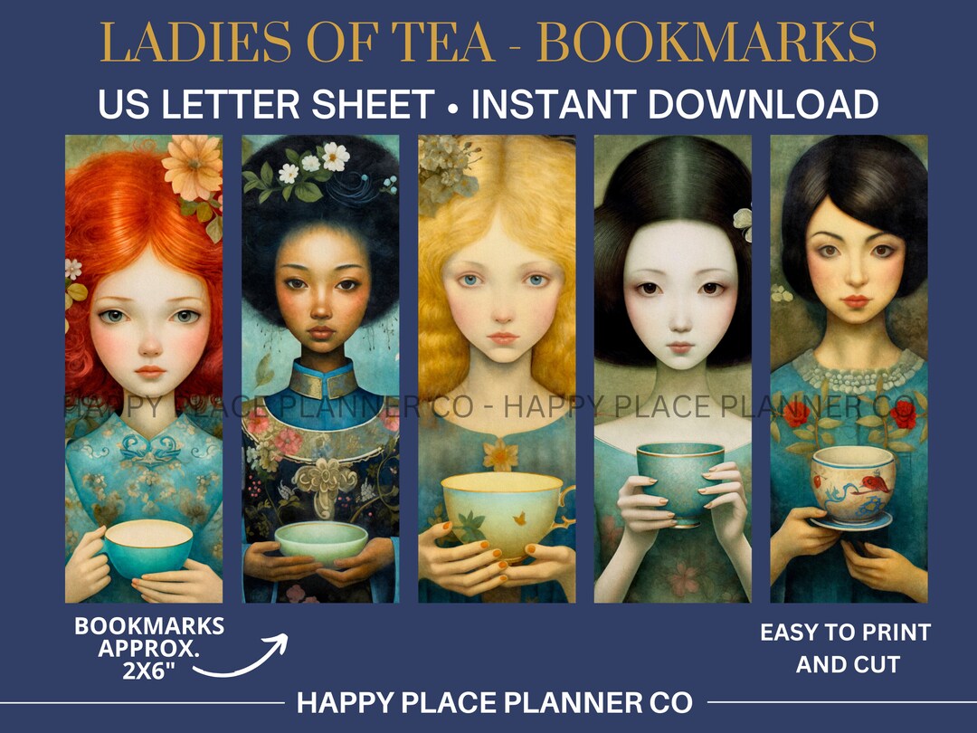 Bookmarks Printable Ladies of Tea Watercolour Instant Download - Etsy