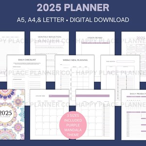 2025 Printable Planner - Organising - Planning - Purple Mandala - A4/A5 ...