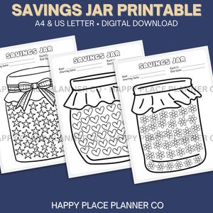 Savings Jar Tracker Printable | US Letter, A4 Size | Digital Download ...