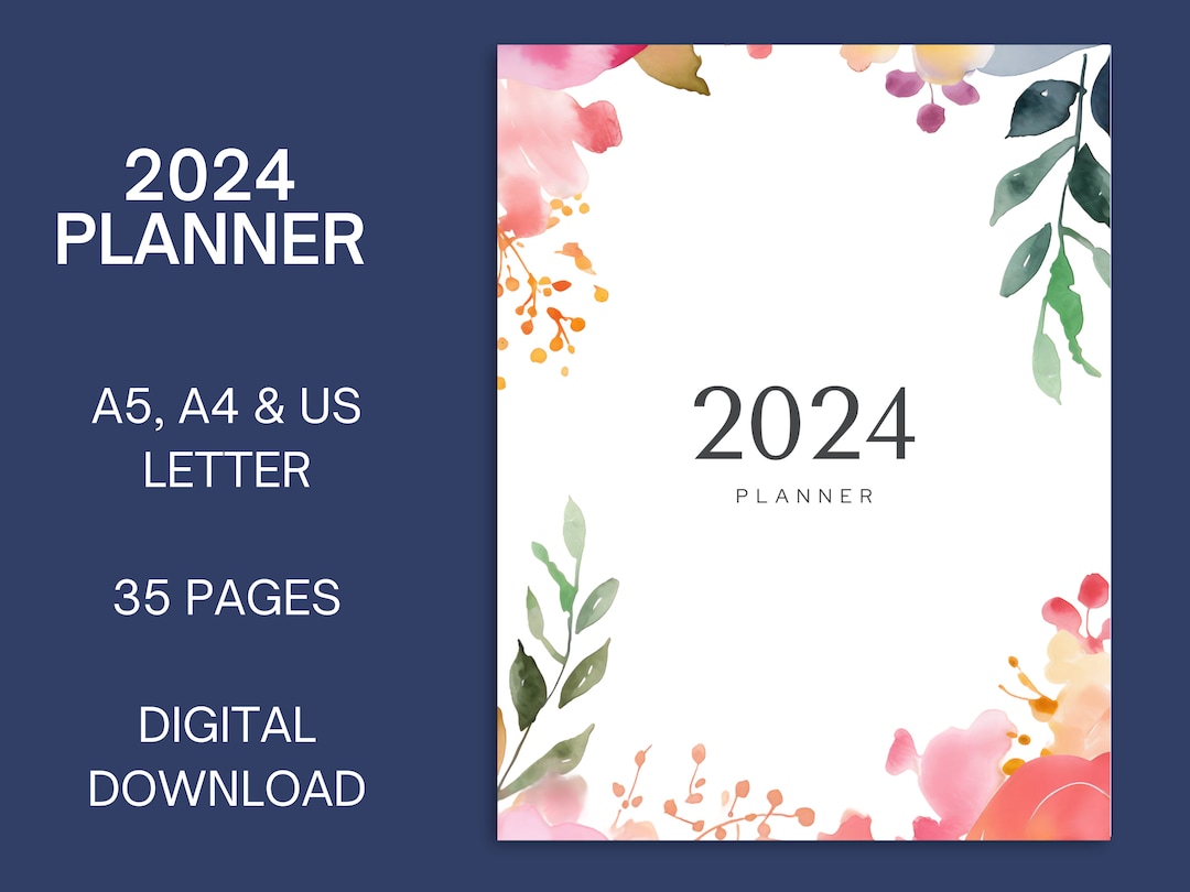 2024 Printable Planner, Dated Month on 2 Pages, Weekly Planner, A5/A4 ...