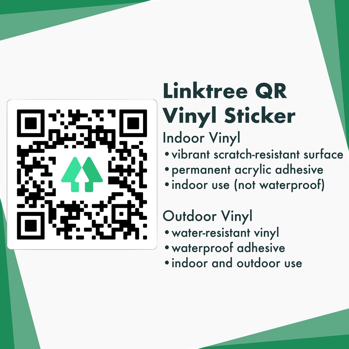 Single Custom Linktree QR Code Vinyl Square Sticker | Etsy