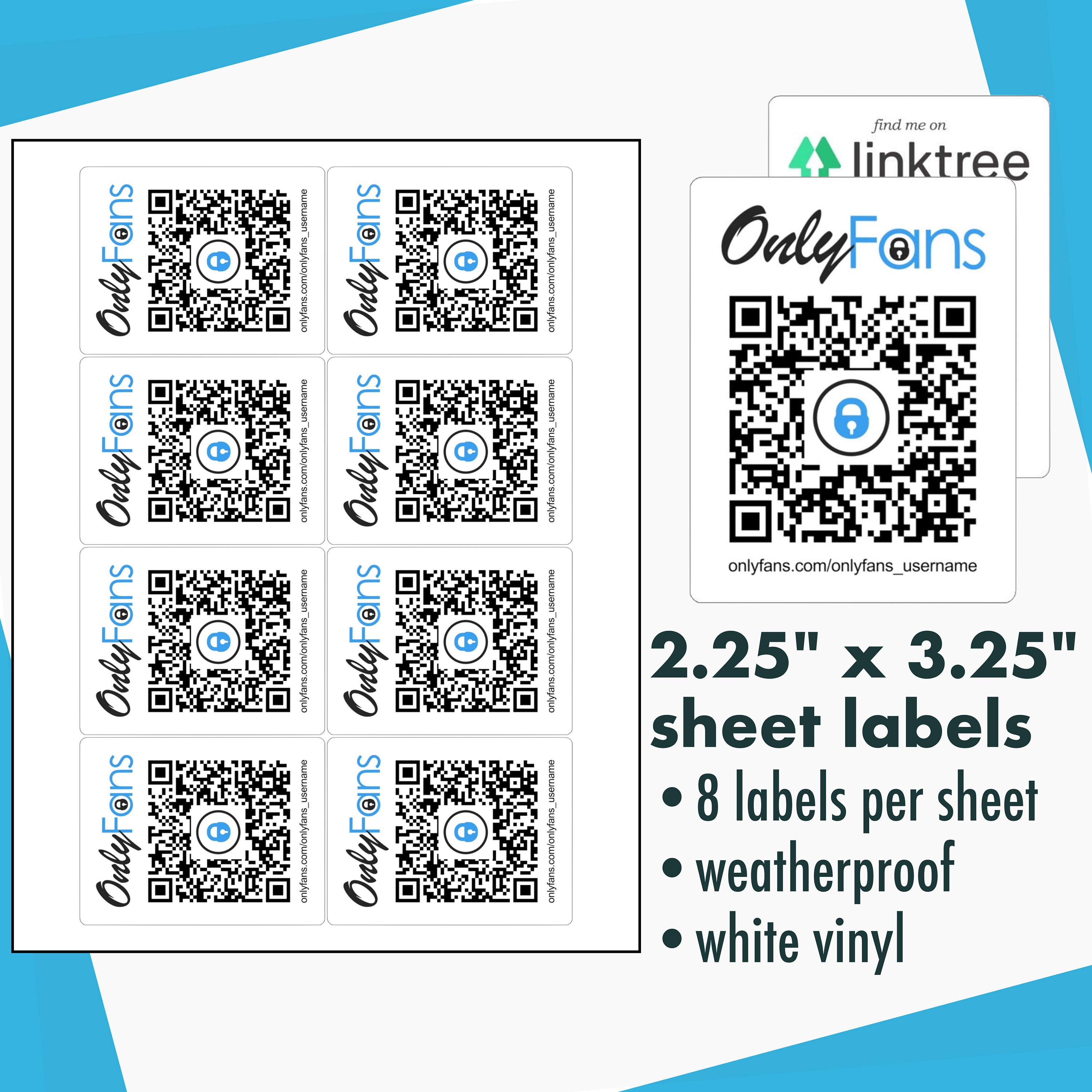 Custom OnlyFans / Linktree / Weatherproof Sticker Sheets with | Etsy