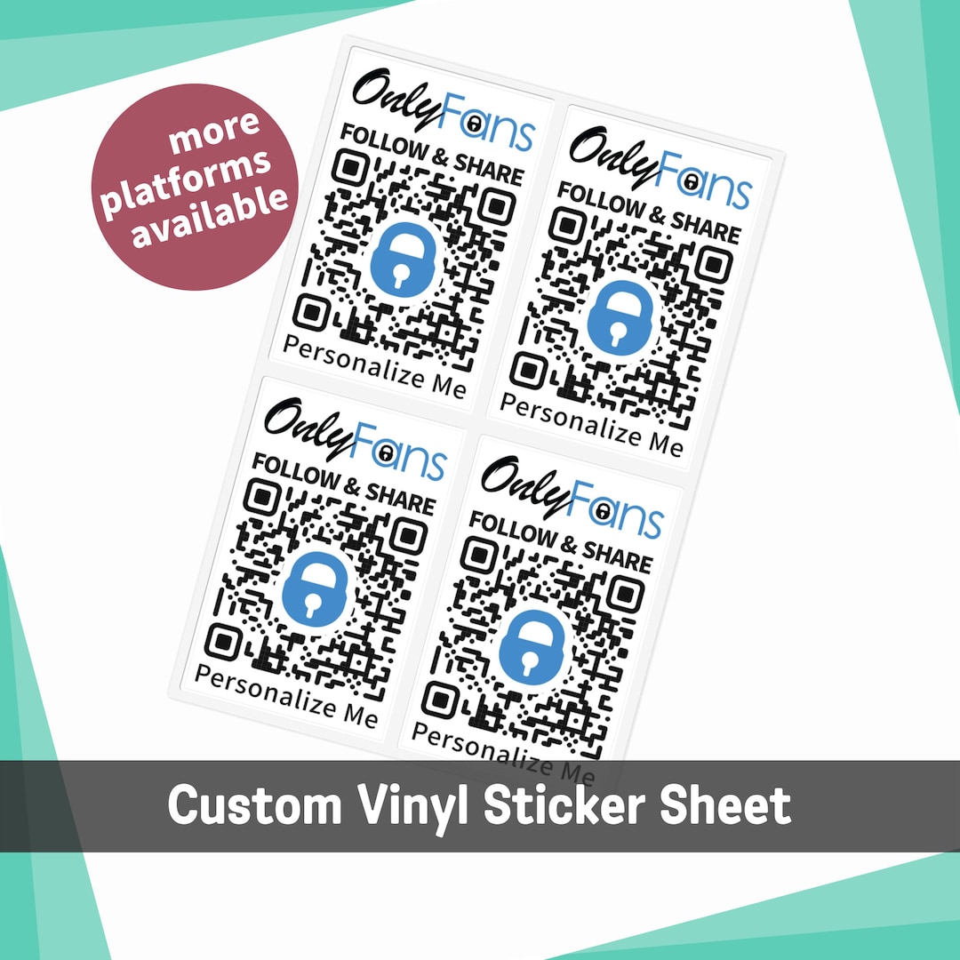 Custom QR Code Vinyl Sticker Sheet Follow Share Personalized Solo ...