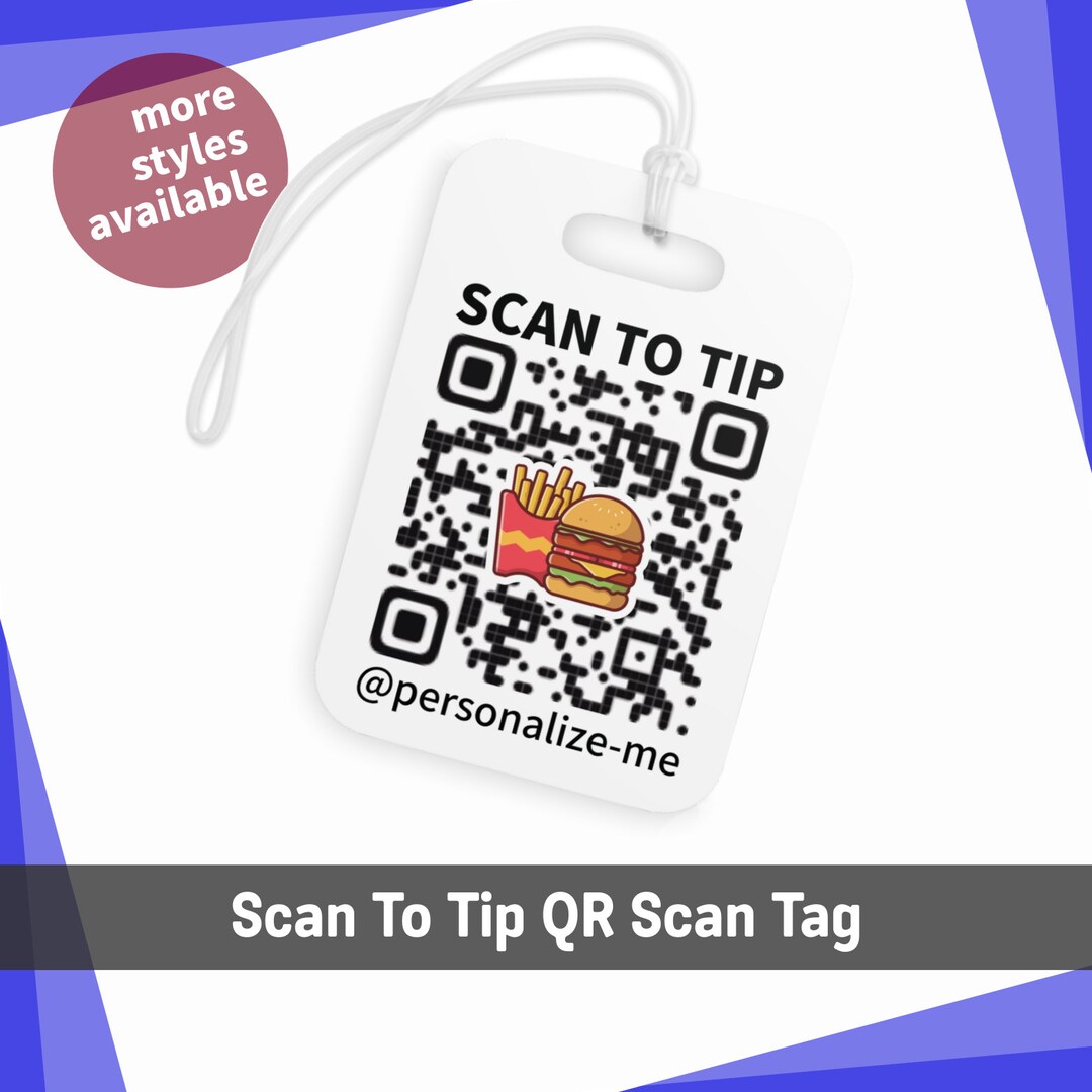 Scan to Tip Custom Bag Tag QR Code Scan Solo Touch Free - Etsy