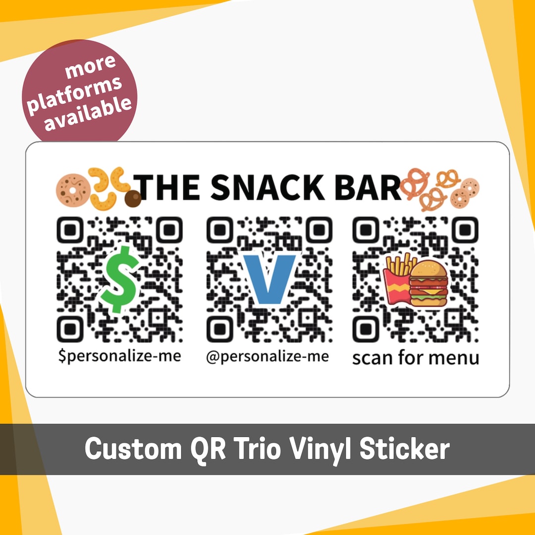 Snack Bar Touch Free Custom Vinyl Sticker QR Code Scan Trio - Etsy