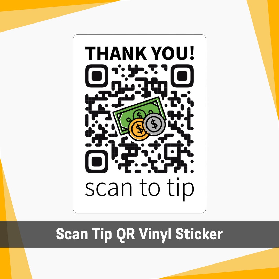 Scan to Tip Touch Free Payment Custom Vinyl Sticker QR Code - Etsy