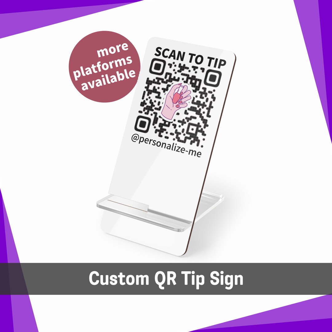Scan to Tip Custom Sign QR Code Scan Solo Touch Free Payment - Etsy