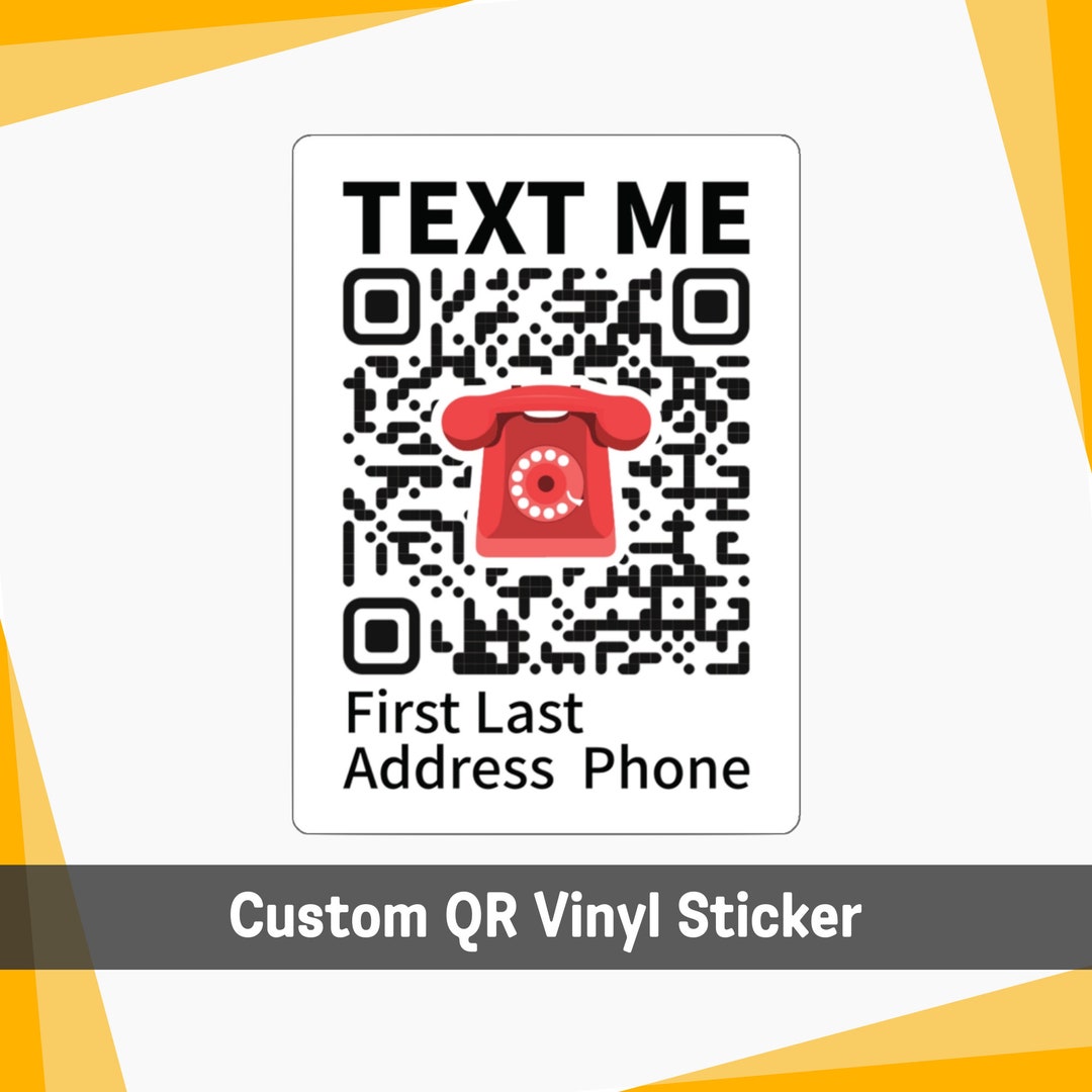 Custom Vinyl Sticker QR Code Scan Contact Personalized Solo SMS Email ...