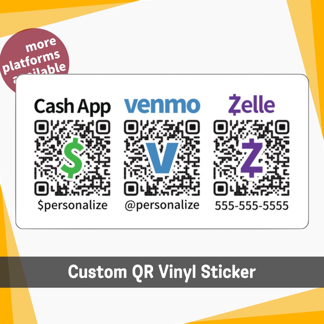 Custom QR Code Vinyl Sticker Scan Follow Trio Touch Free Payment Social ...