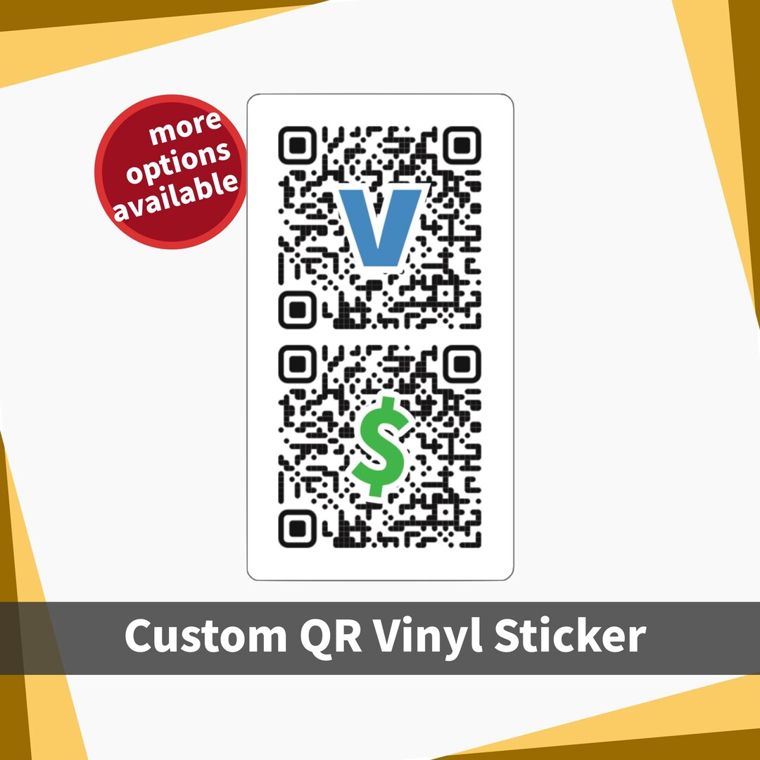 Custom Duo QR Code Vinyl Sticker Stacked Square Payment Tips Social ...