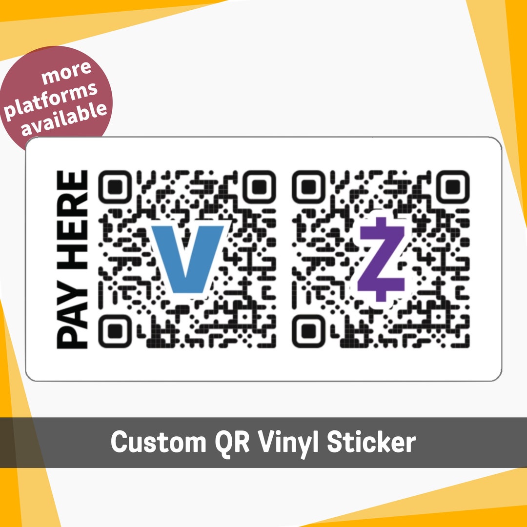Custom Vinyl Sticker QR Code Scan Pay Here Touch Free Payment Tab Duo ...