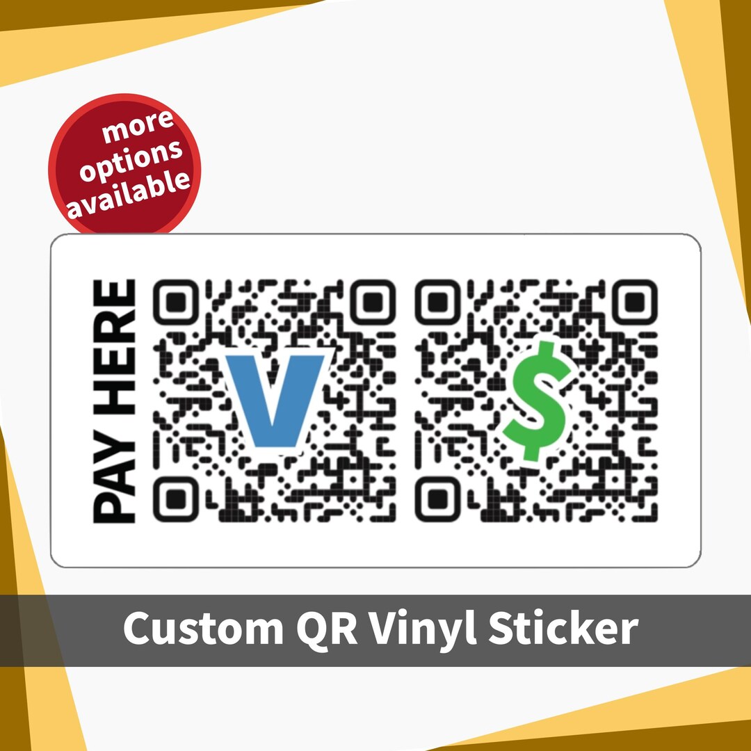 Custom Duo QR Code Tab Vinyl Sticker Payment Tips Social Media Creator ...