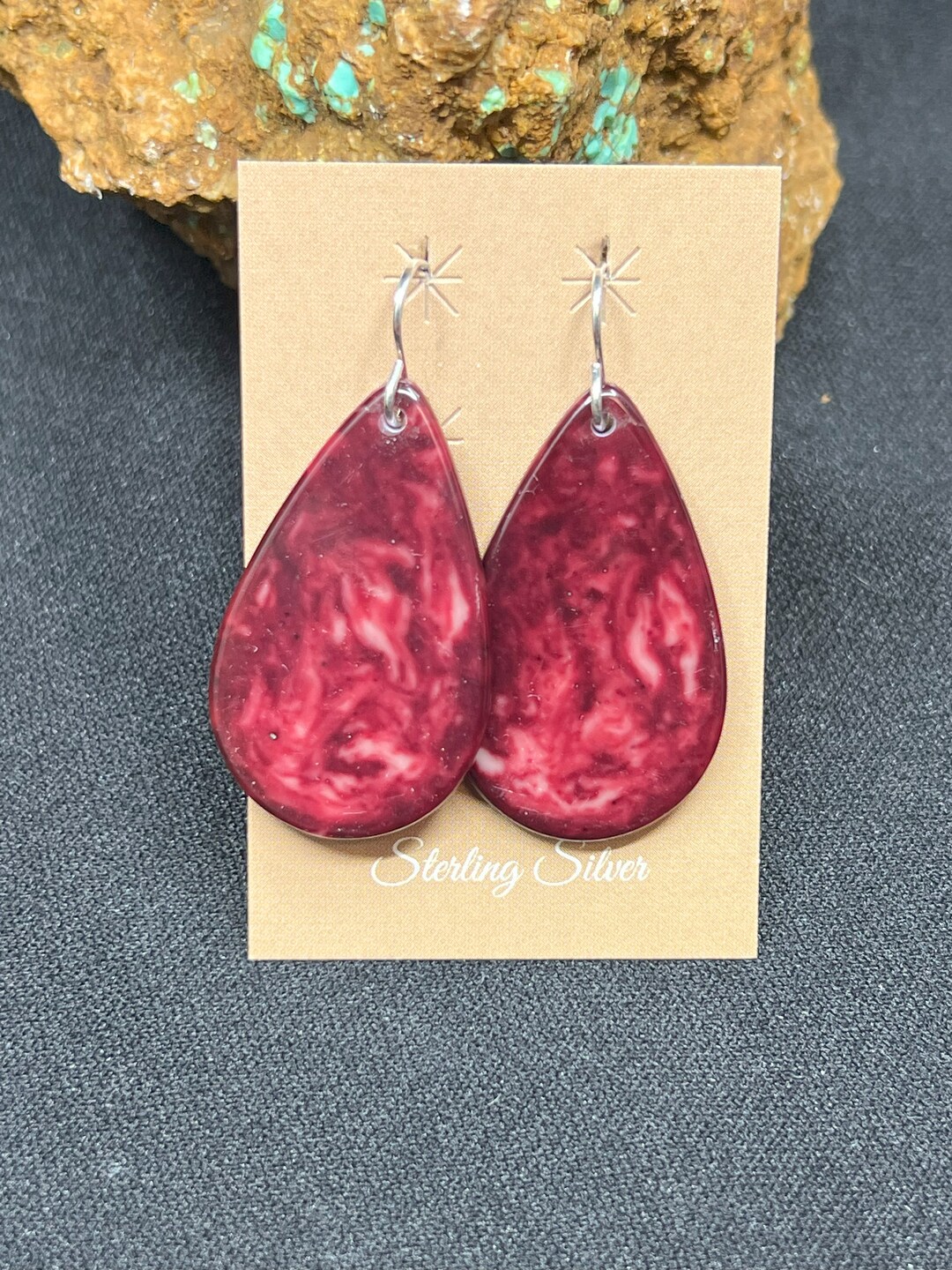 Purple Spiney Native Made Slab Earrings - Sterling Silver Turquoise ...