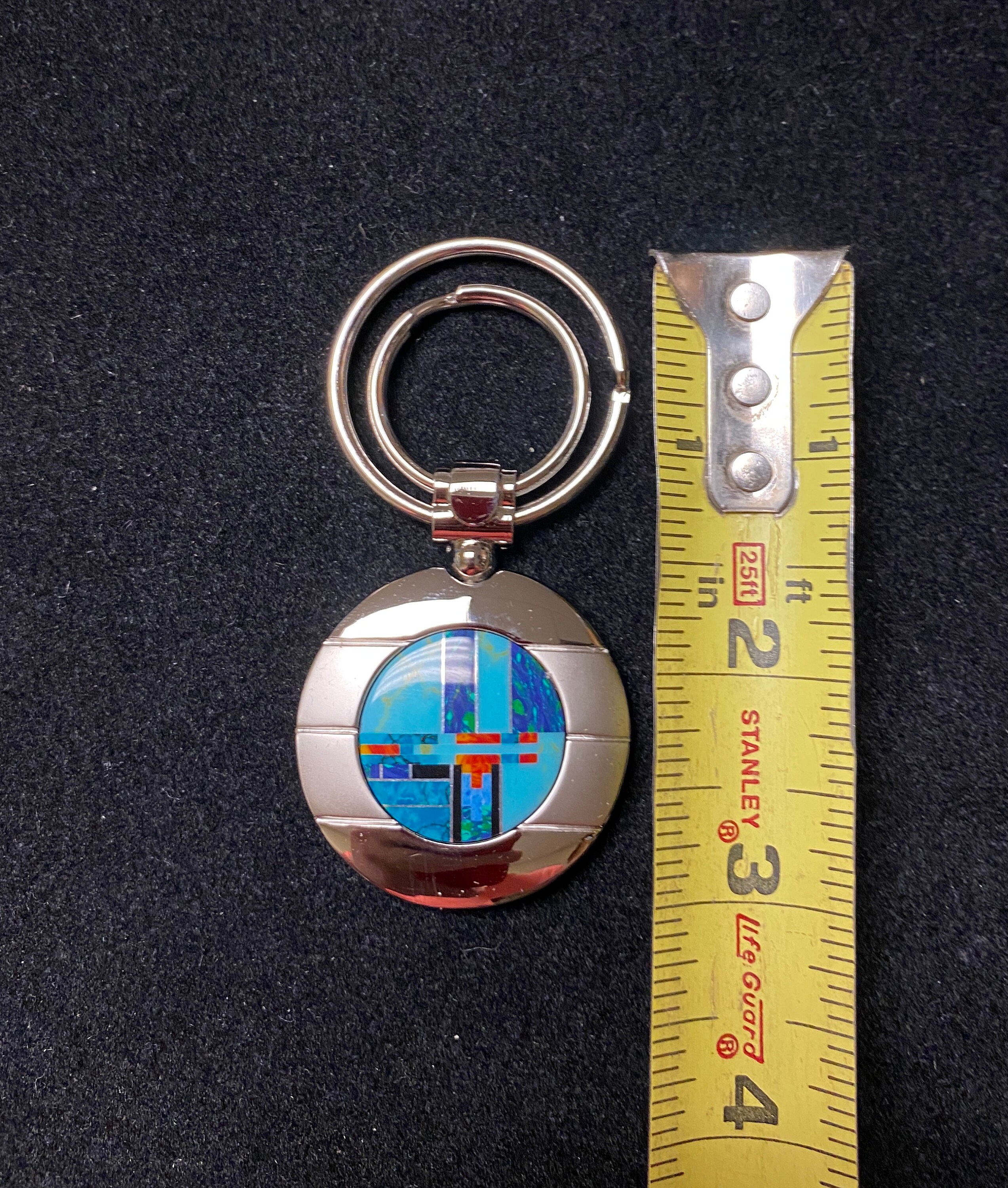 Sterling Silver Handmade KeyChain Multicolor w/ 24mm Inlay | Etsy