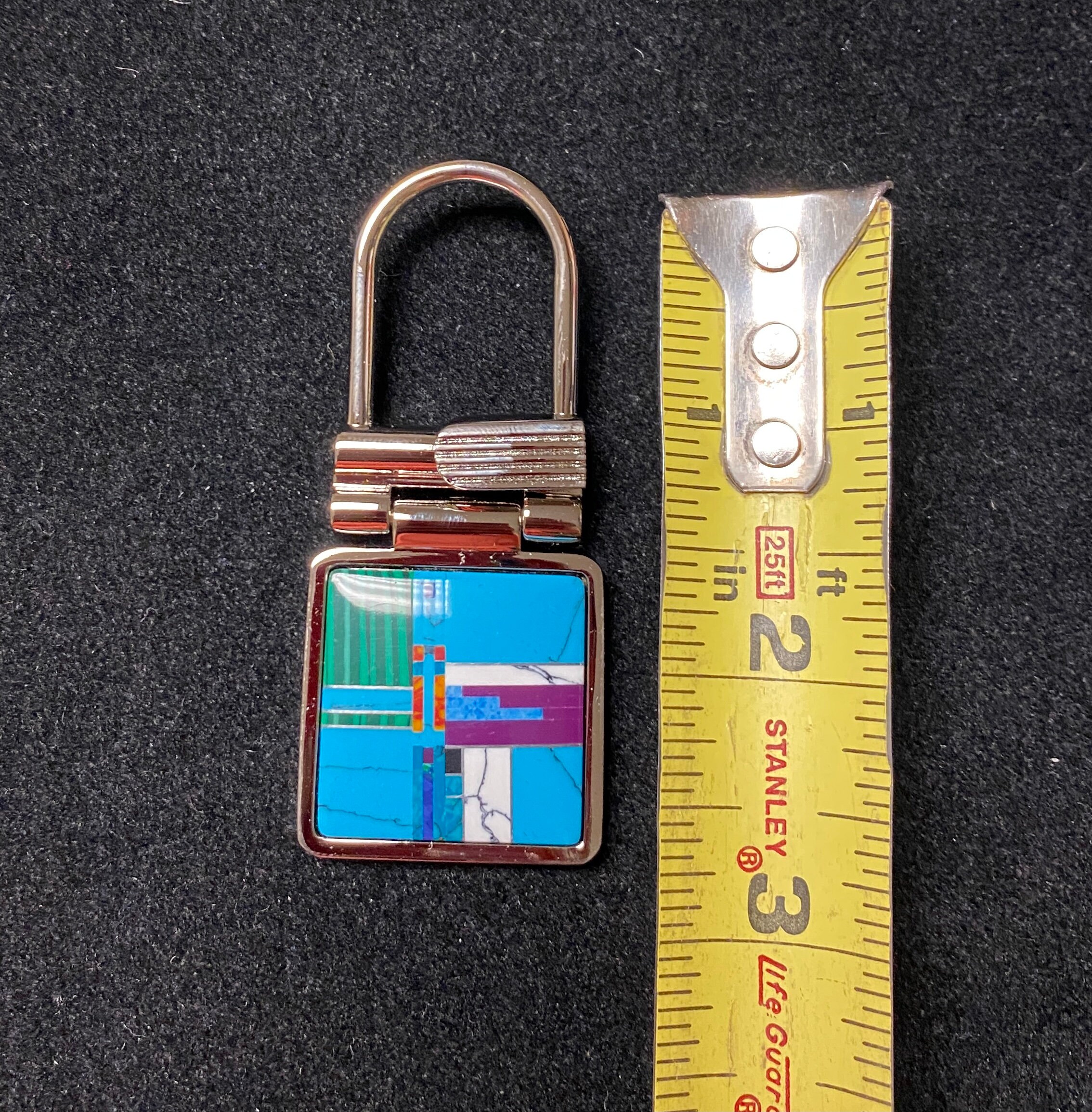 Sterling Silver Handmade Keychain W/ 28mm Square Multicolor - Etsy UK