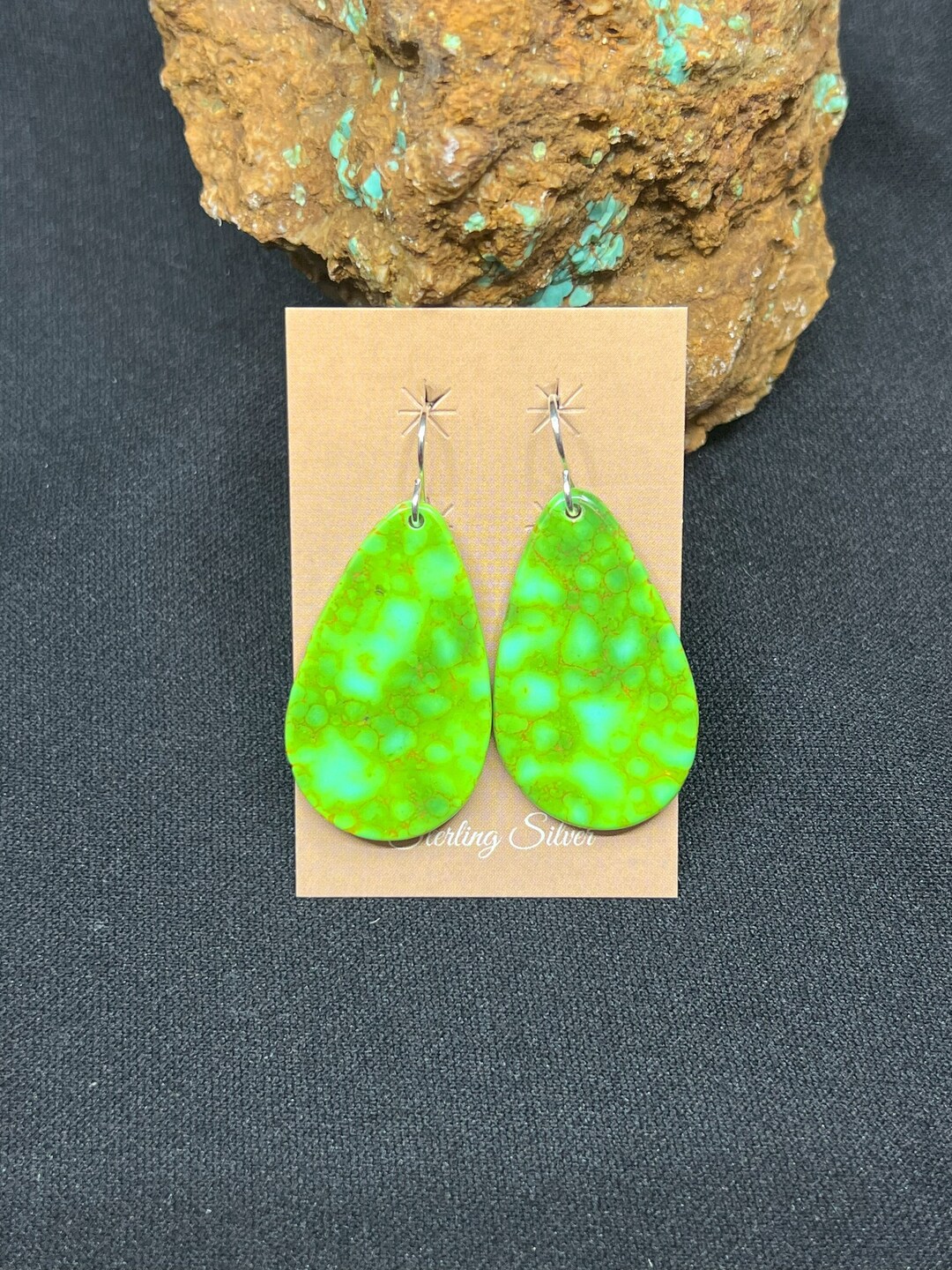 Sonoran Gold Native Made Slab Earrings - Sterling Silver Turquoise ...