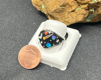 Starry Night Micro Inlay Ring I Galaxy Stars Theme I Surisouthwest I ...