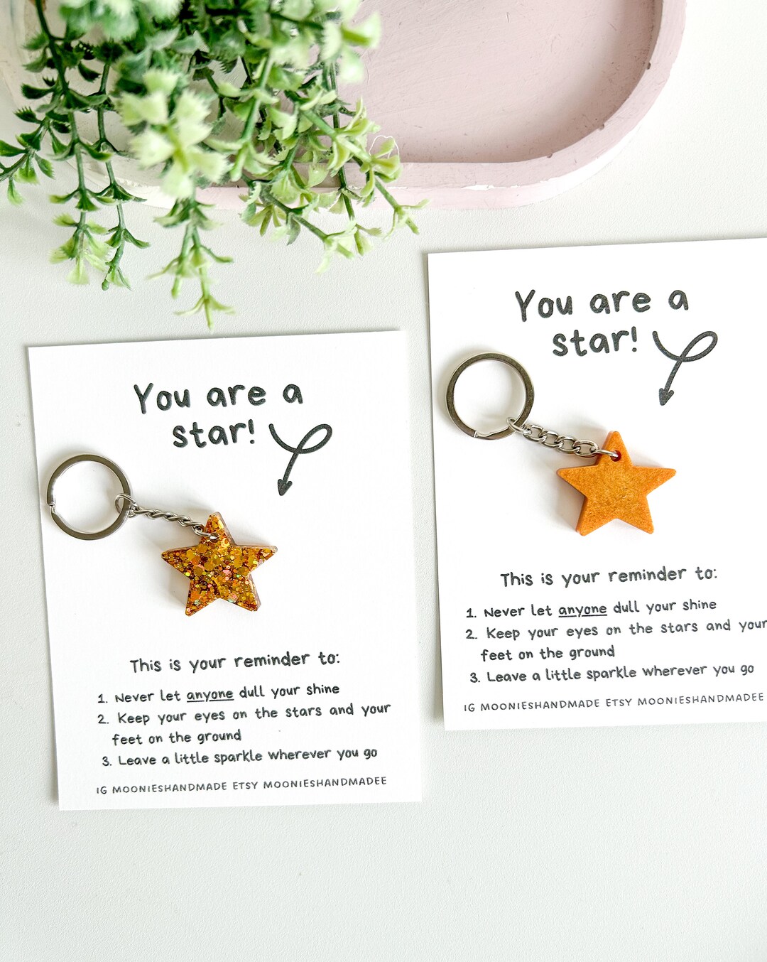 Gold Star Keychain, Positive Gifts for Friends, Thinking of You Gift ...