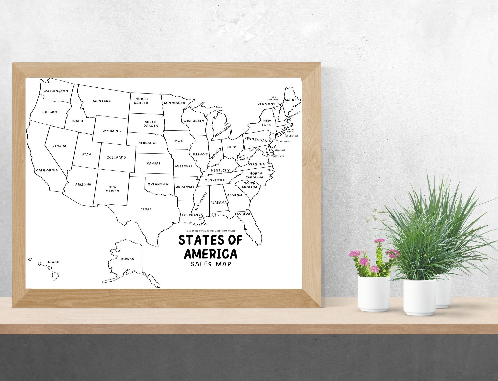 US Sales Map US Map Printable Business Tracker Small - Etsy