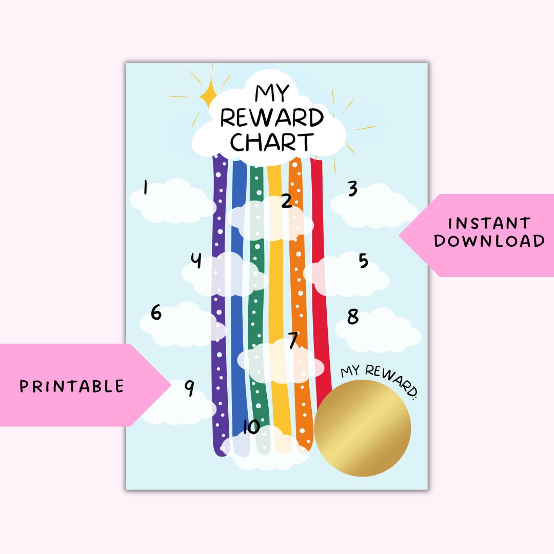 Printable Rainbow Reward Chart, Children's Reward Chart Download ...