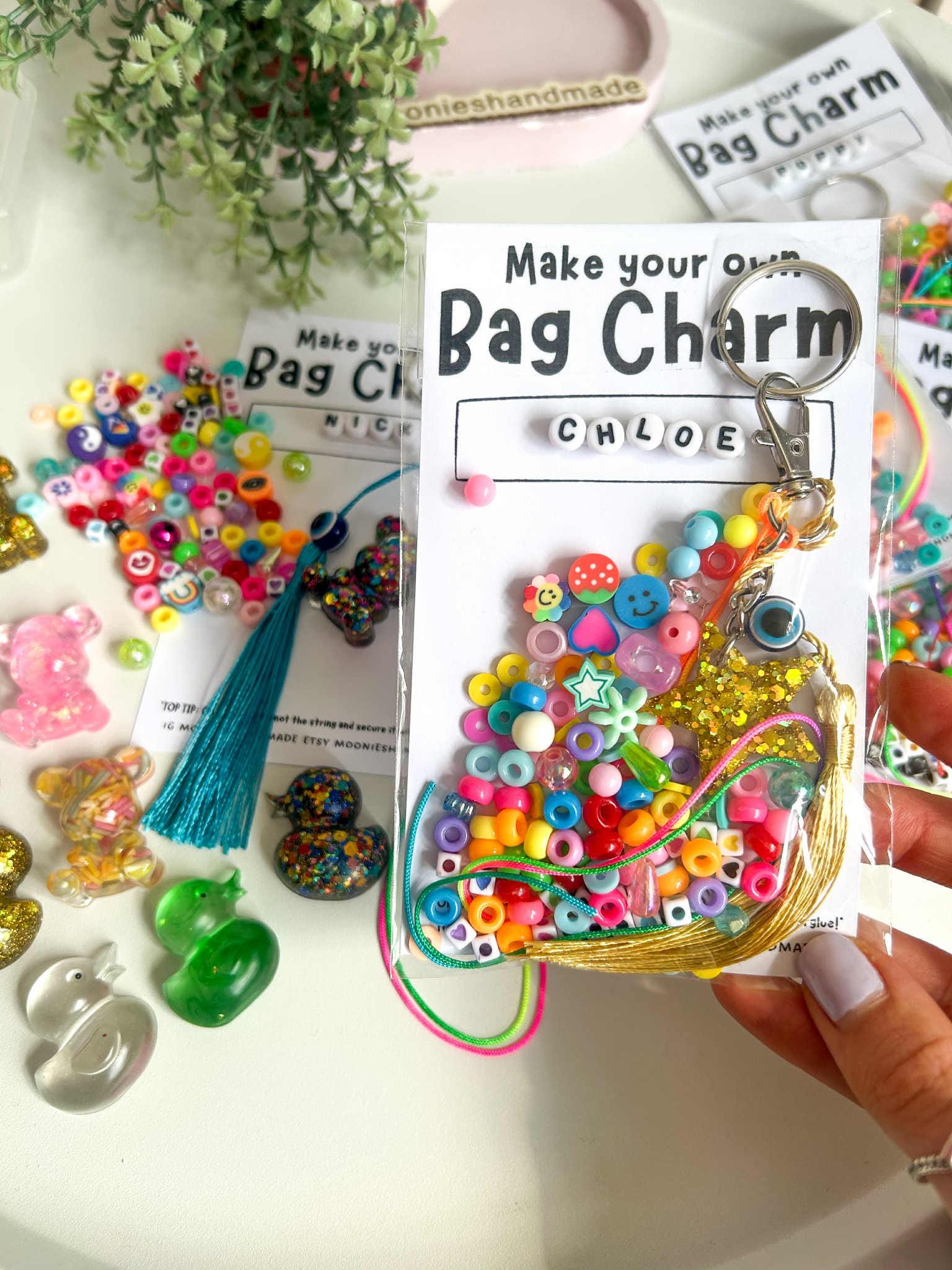 Make Your Own Bag Charm Kit, DIY Bag Charm, DIY Keyring Charm Set ...