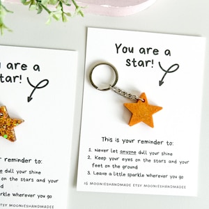 Gold Star Keychain, Positive Gifts for Friends, Thinking of You Gift ...