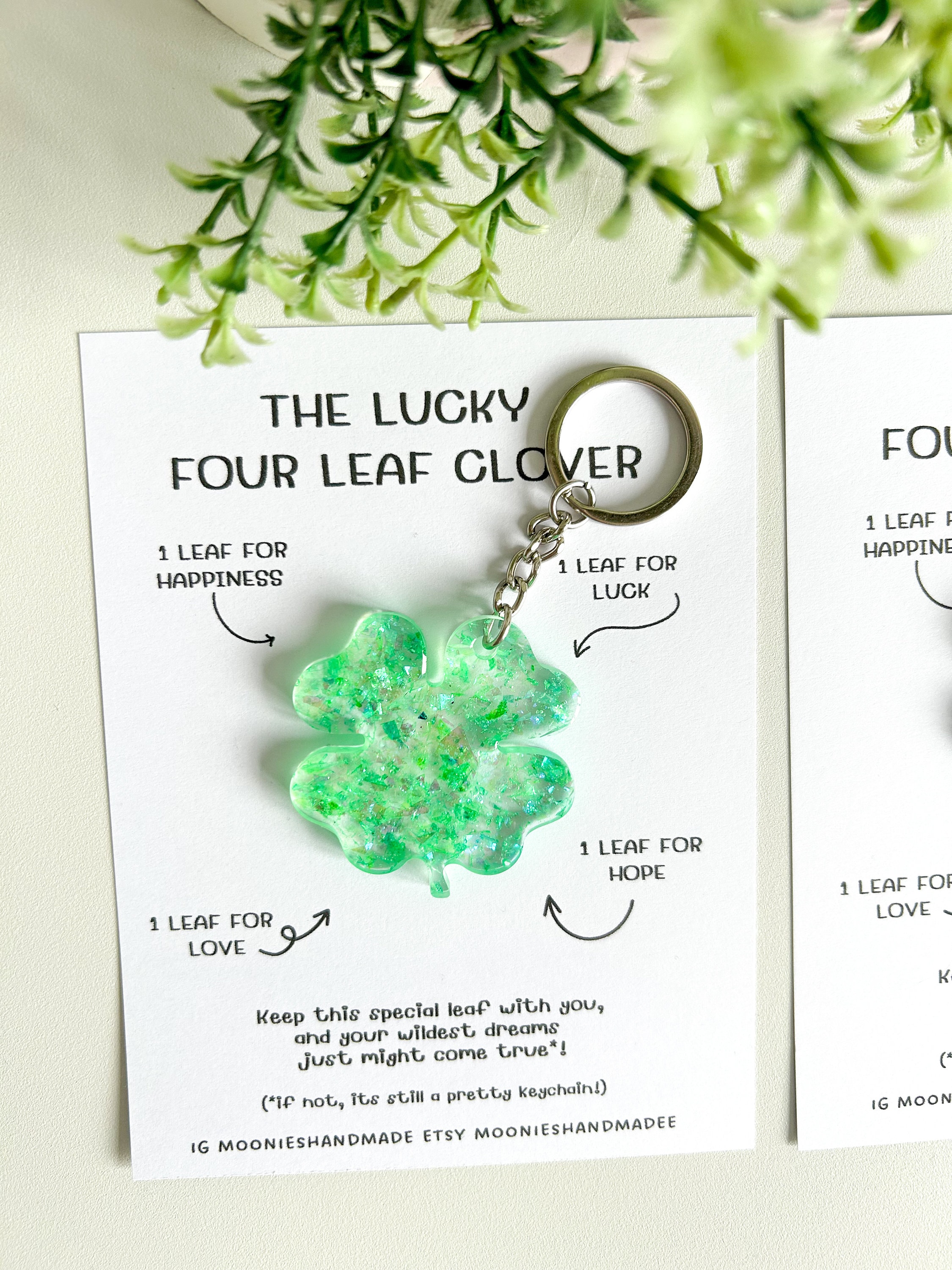 Four Leaf Clover Keychain, Lucky Keyring, St Patrick's Day Gift, Good ...