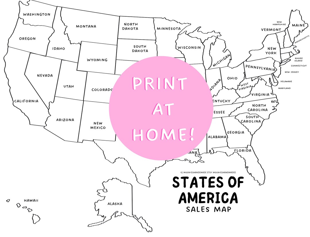 US Sales Map, US Map Printable, Business Tracker, Small Business ...