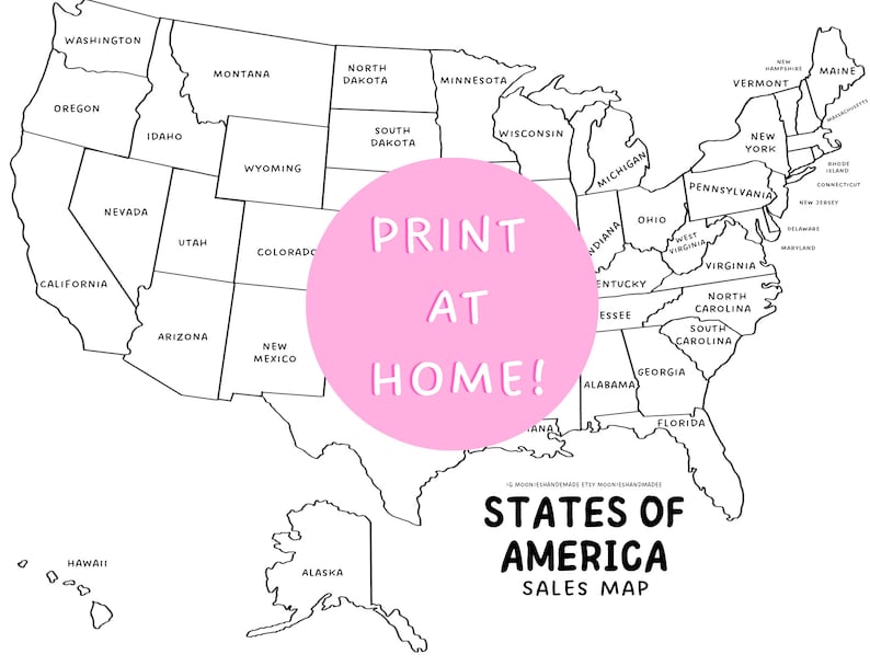 US Sales Map, US Map Printable, Business Tracker, Small Business ...
