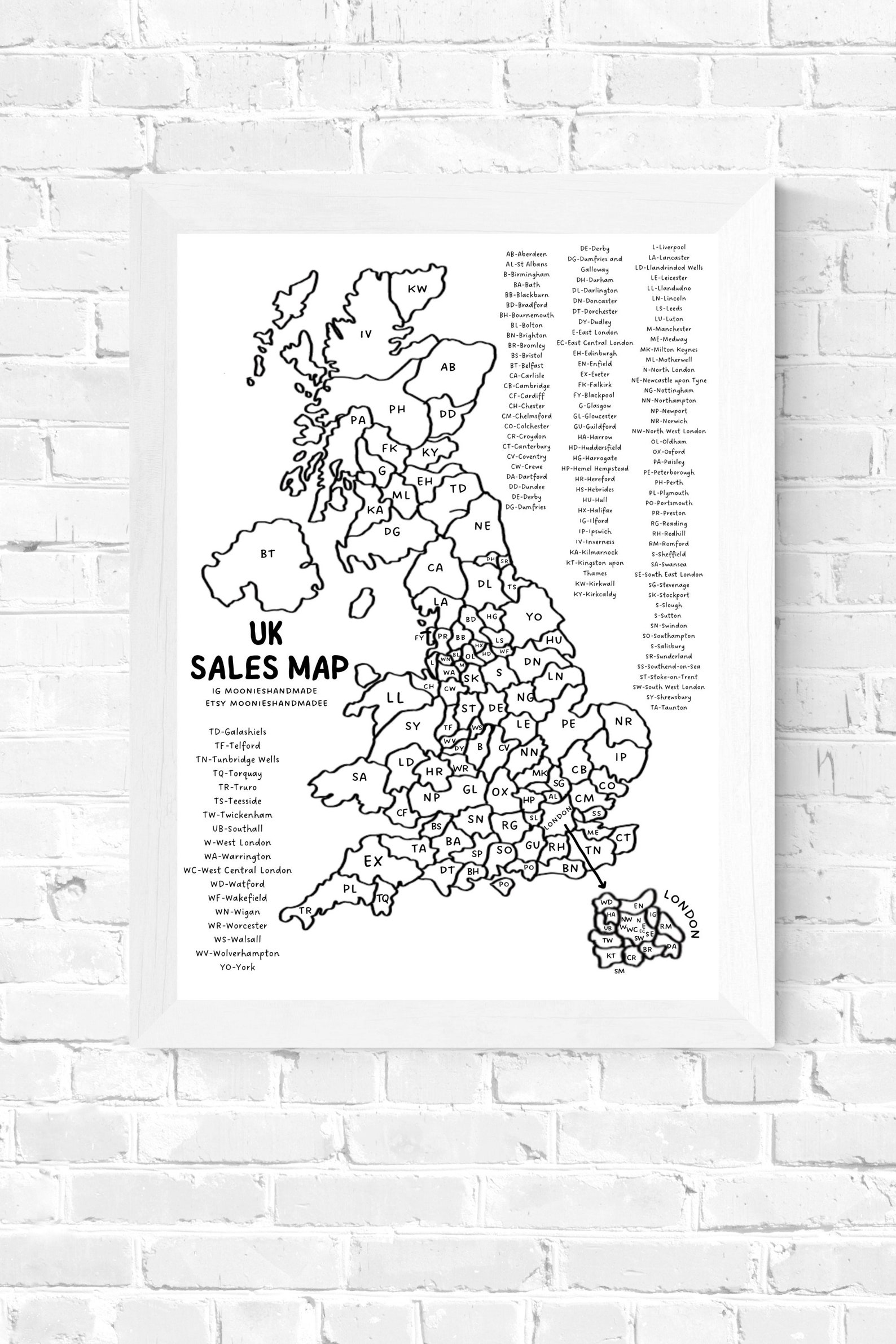 UK Sales Map, Postcode Map, Small Business Tracker, Postcode Poster ...