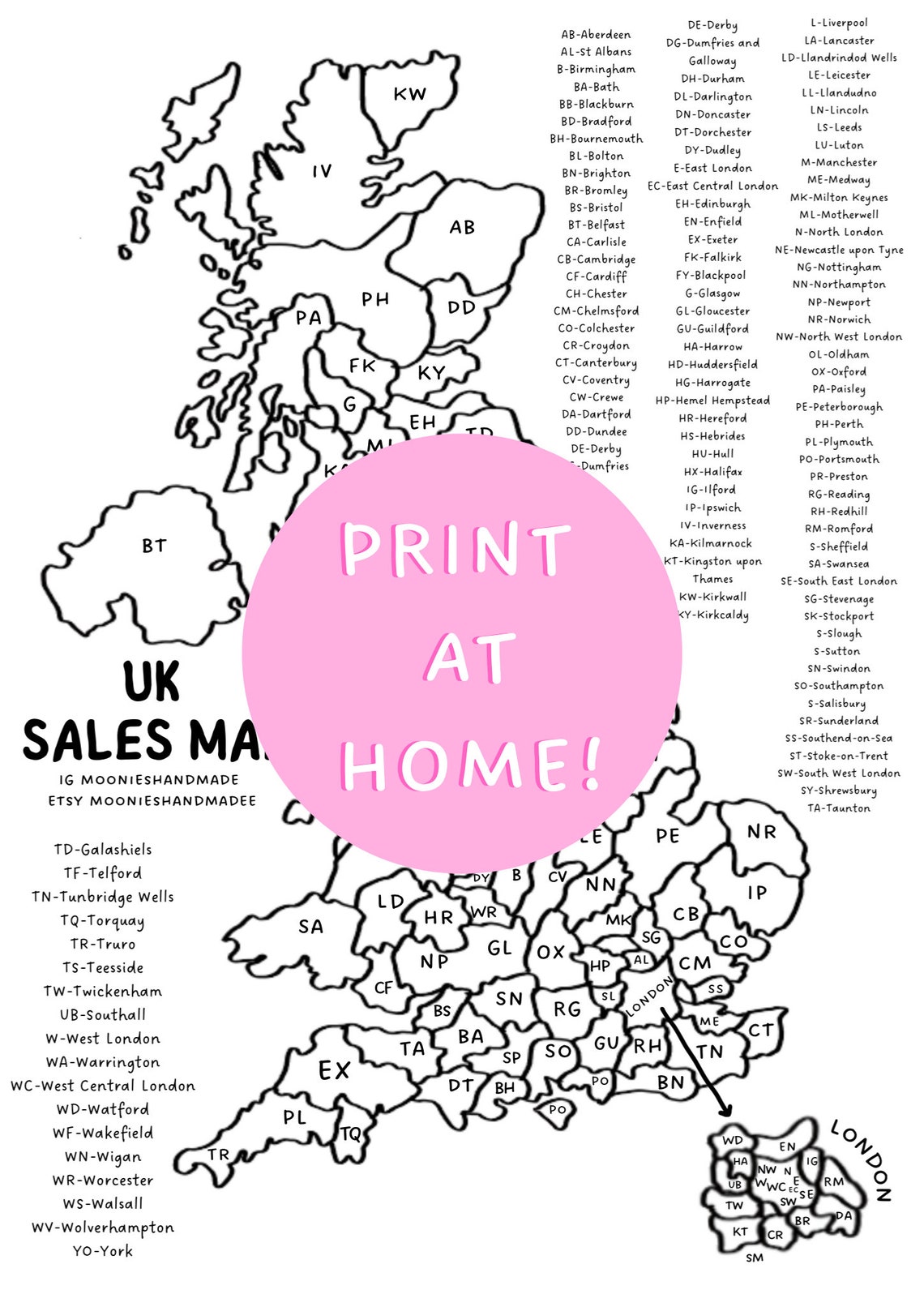 UK Sales Map Postcode Map Small Business Tracker Postcode - Etsy UK