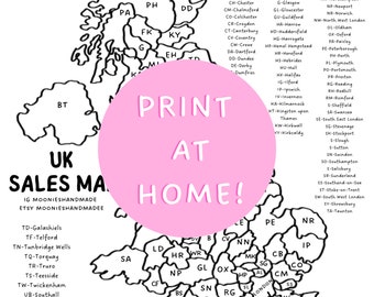 A3 UK Postcode Map Digital Download Printable | Small Business Etsy ...