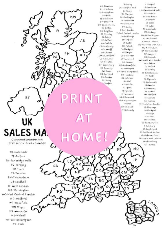 UK Sales Map Postcode Map Small Business Tracker Postcode - Etsy