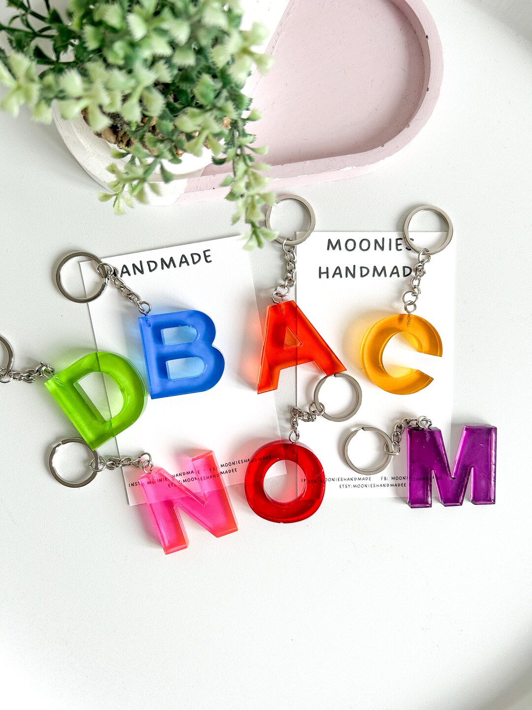 Colourful Keyring, Neon Keying, Initial Keychain, Gifts for Her, Gifts ...