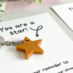 Gold Star Keychain, Positive Gifts for Friends, Thinking of You Gift ...
