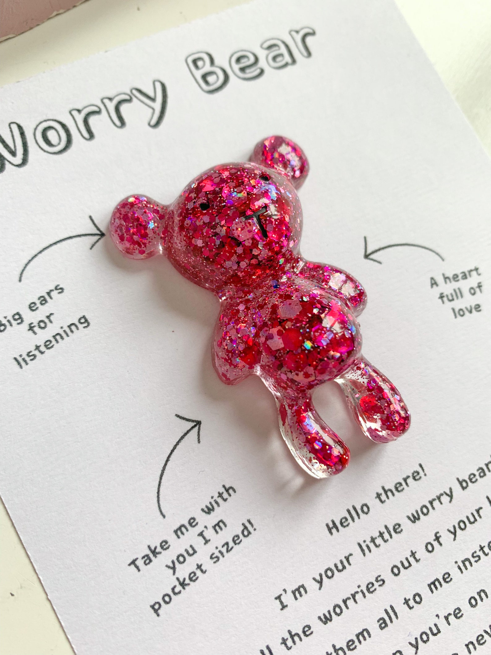 Worry Bear, Anxiety Relief Gift, Pocket Hug, Stress Relief Gift for Her ...